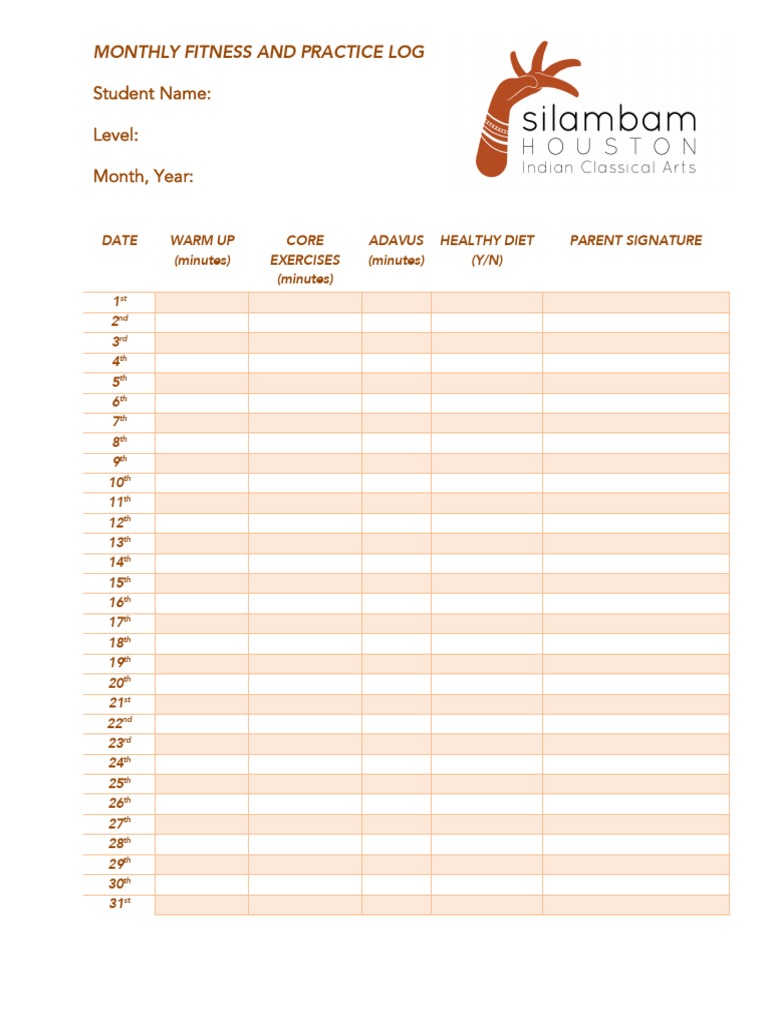 Monthly Dance Log | PDF
