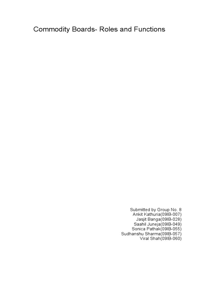 Commodity Boards-Roles and Functions | Download Free PDF | Economies
