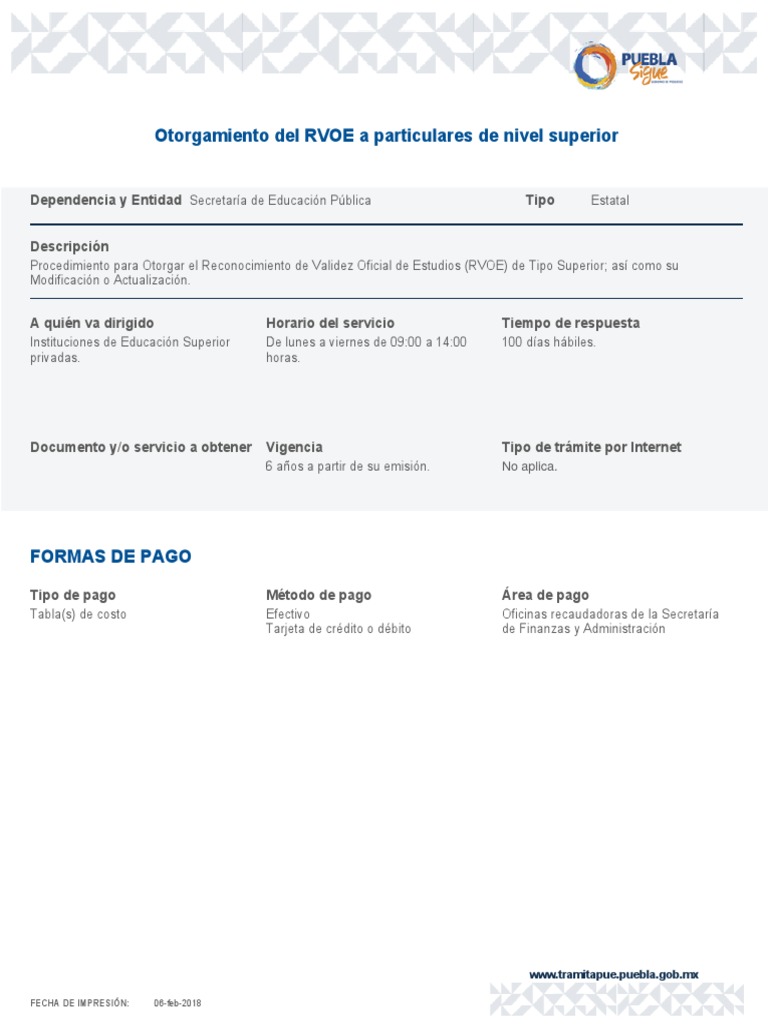 Trámites y Servicios - Otorgamiento Del RVOE A Particulares de Nivel ...
