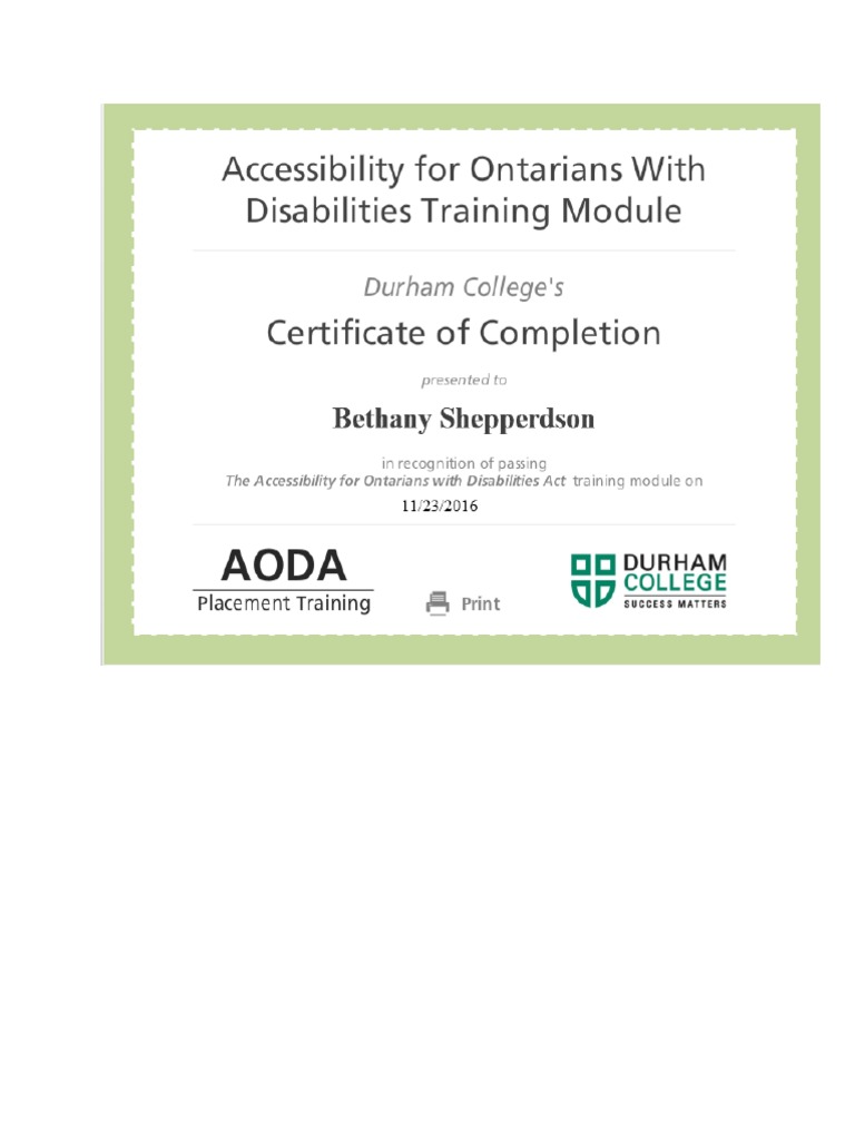 Aoda Certificate | PDF