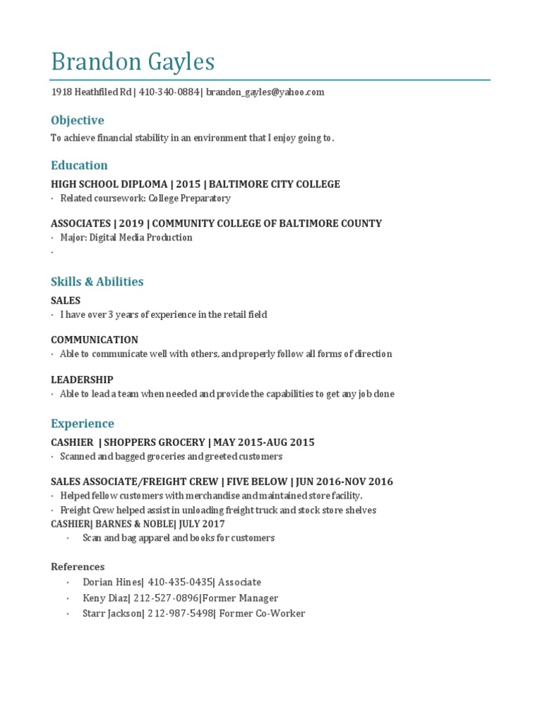 Brandon Gayles' Resume Overview | PDF | Career & Growth