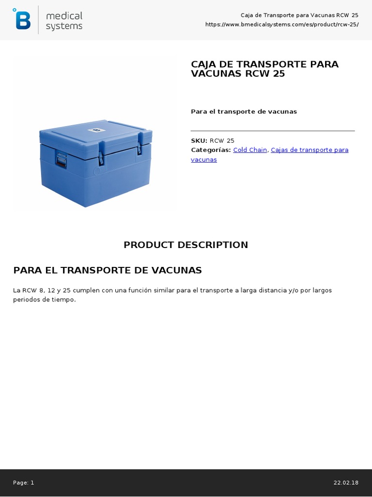 Caja de Transporte de Vacunas RCW 25 | PDF | Naturaleza