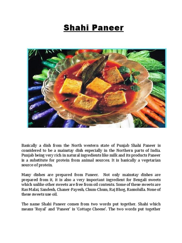 Shahi Paneer | PDF | Ginger | Coriander
