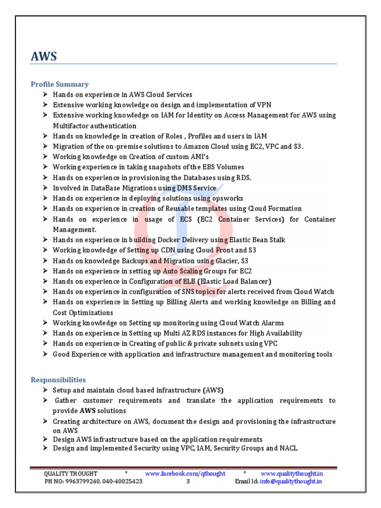 AWS Responsibilities | Download Free PDF | Amazon Web Services | Cloud ...