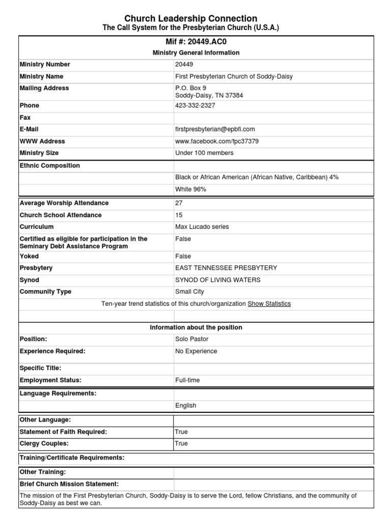 Church Leadership Connection: Mif #: 20449.AC0 | PDF | Presbyterianism ...