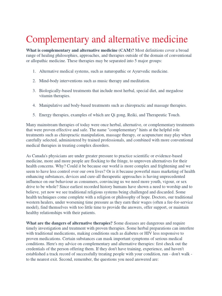 Overview of Complementary Medicine | PDF | Naturopathy | Alternative Medicine