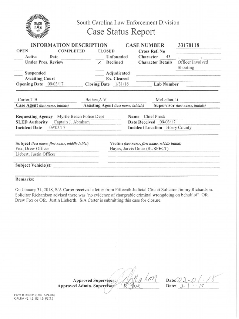SLED Case File 33 17 01/18 Narrative Closing Letter | PDF
