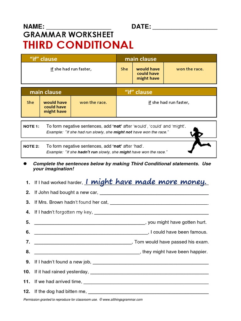 Third Conditionals Worksheet | Sentence (Linguistics) | Linguistic ...