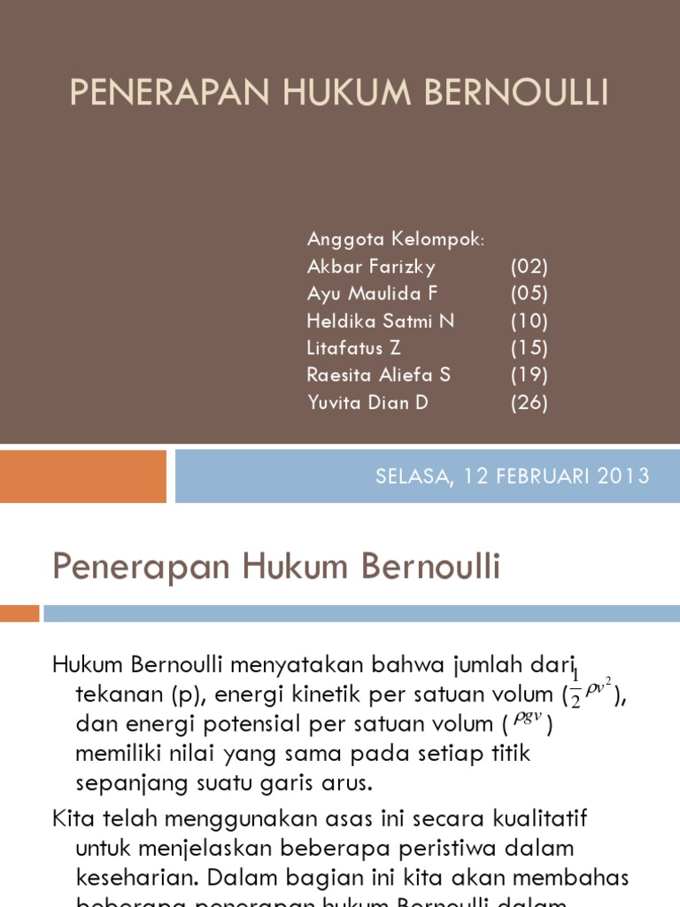 Penerapan Hukum Bernoulli | PDF