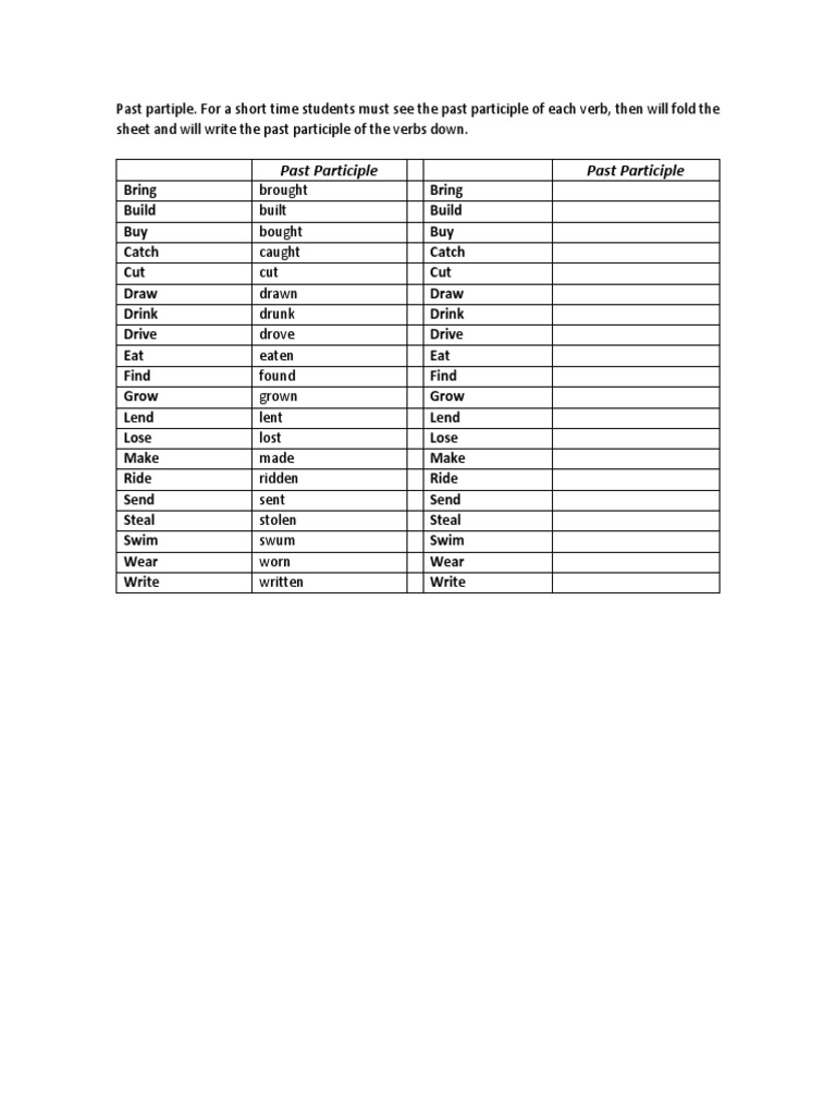 Irregular Verbs I Activity | PDF