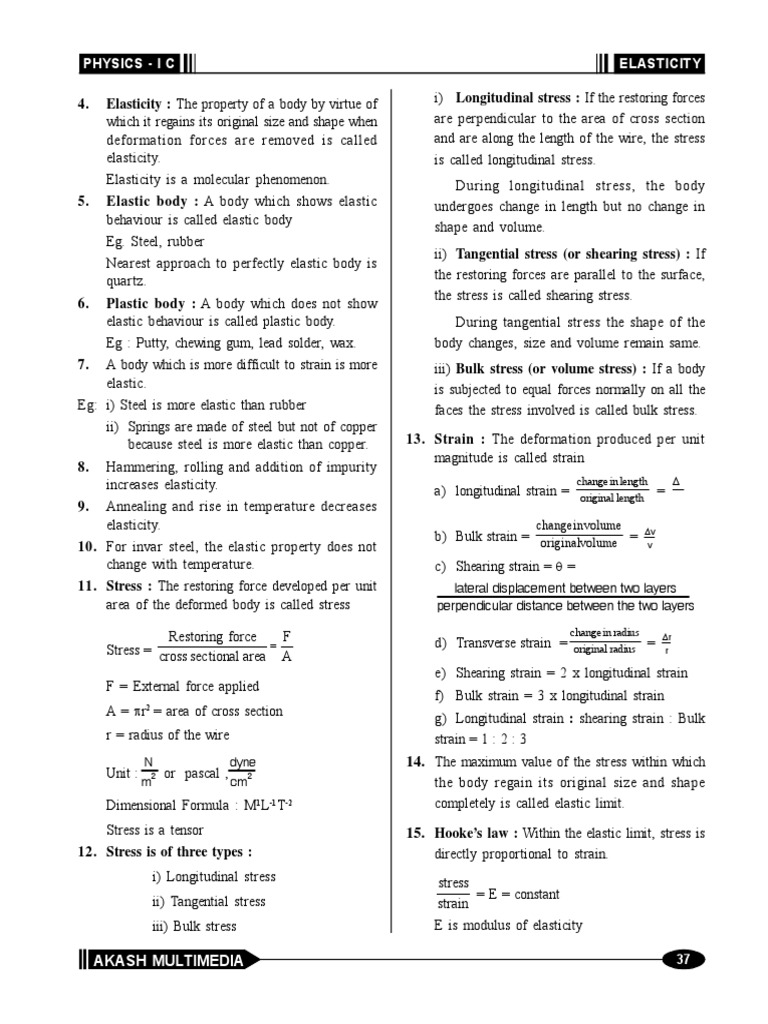 Elasticity 2 PDF | PDF | Elasticity (Physics) | Deformation (Engineering)