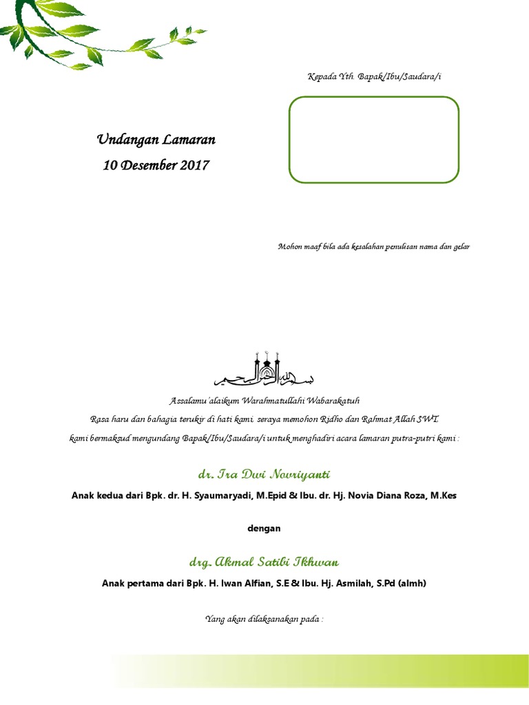 Undangan Lamaran Fix | PDF