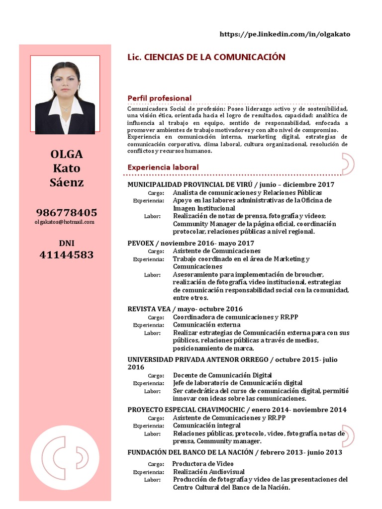 CV Olga Kat 18 | Descargar gratis PDF | Relaciones públicas | Marketing