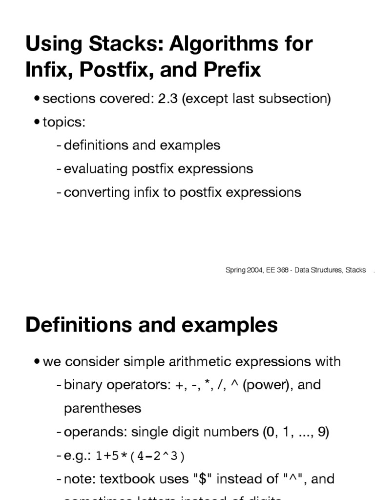 Evaluating Postfix Exp | Computer Programming | Areas Of Computer Science