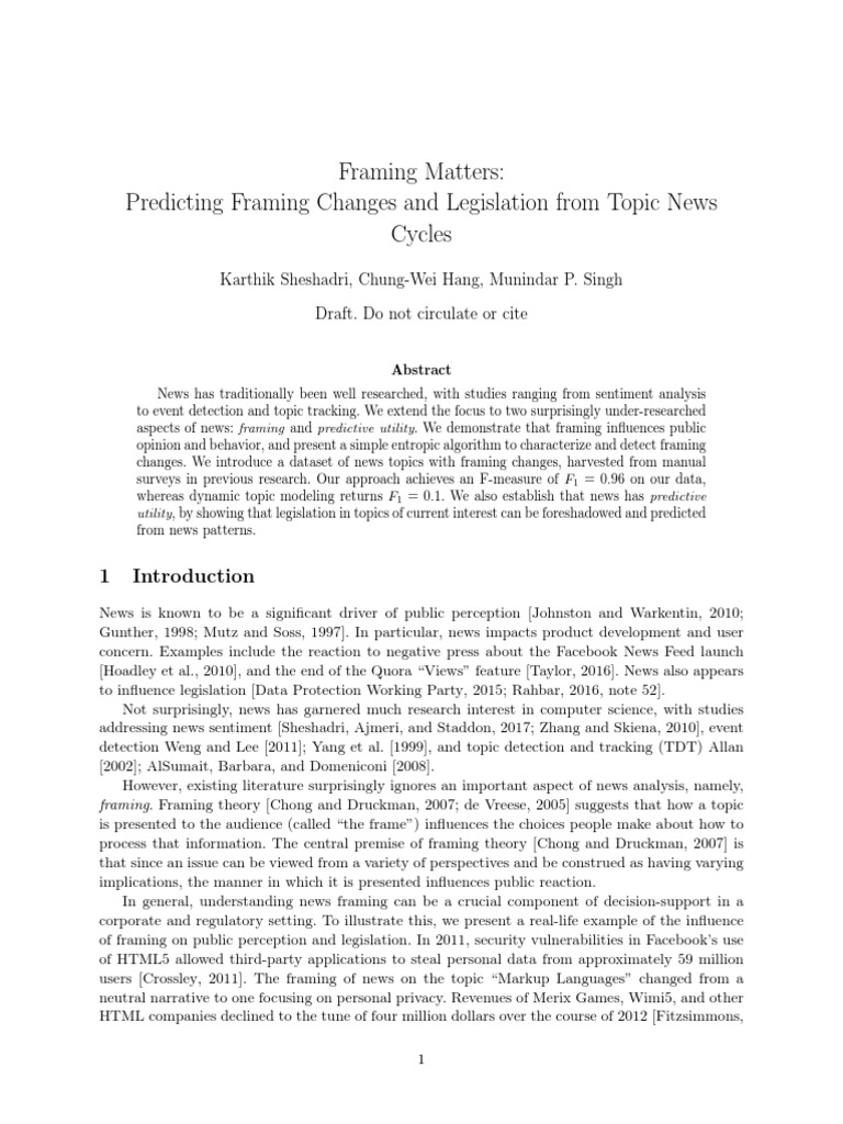 Framing | PDF | Framing (Social Sciences) | News