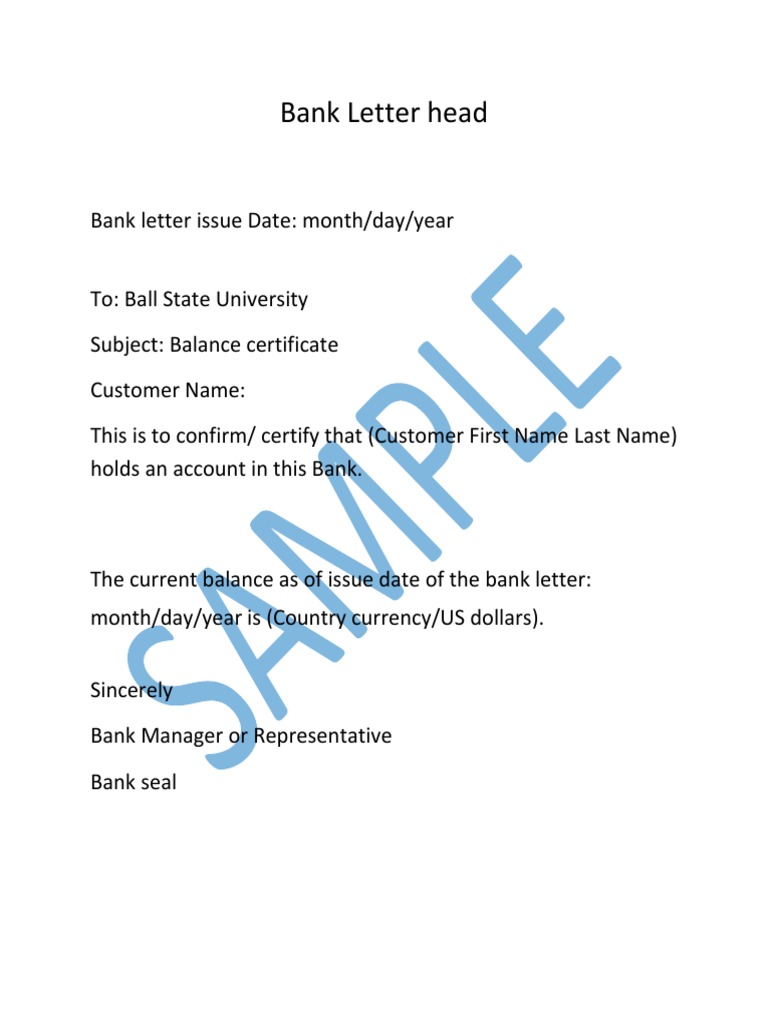 Bank Balance Certificate Template | PDF