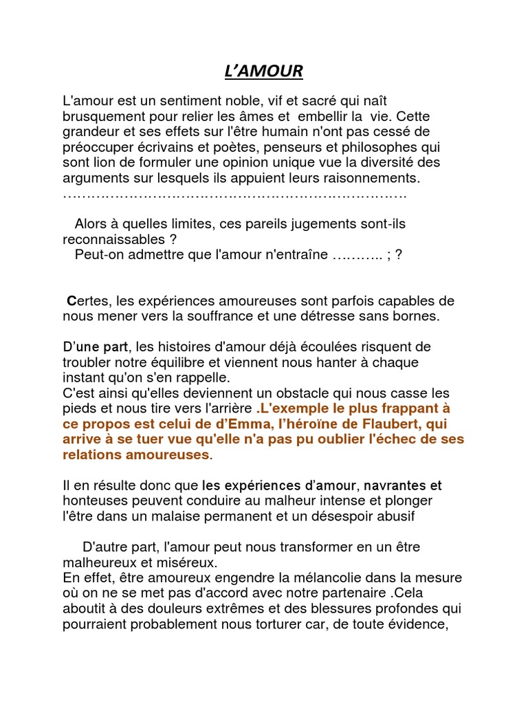 L'Amour : Source de Bonheur ou Malheur ? | PDF | Amour