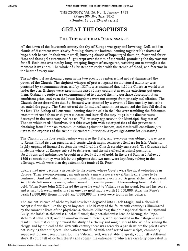 Great Theosophists - The Theosophical Renaissance (18 of 29) | PDF ...