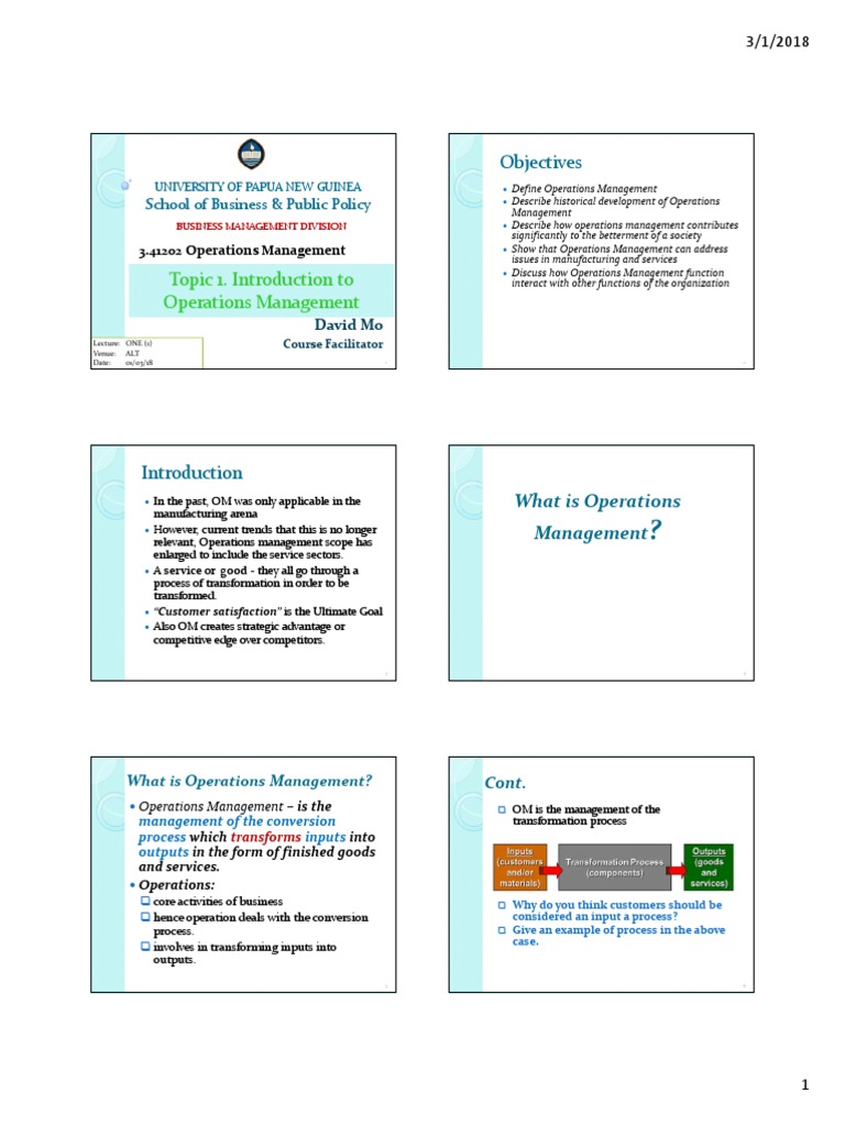 1.introduction To Operations Management PDF | PDF | Operations ...