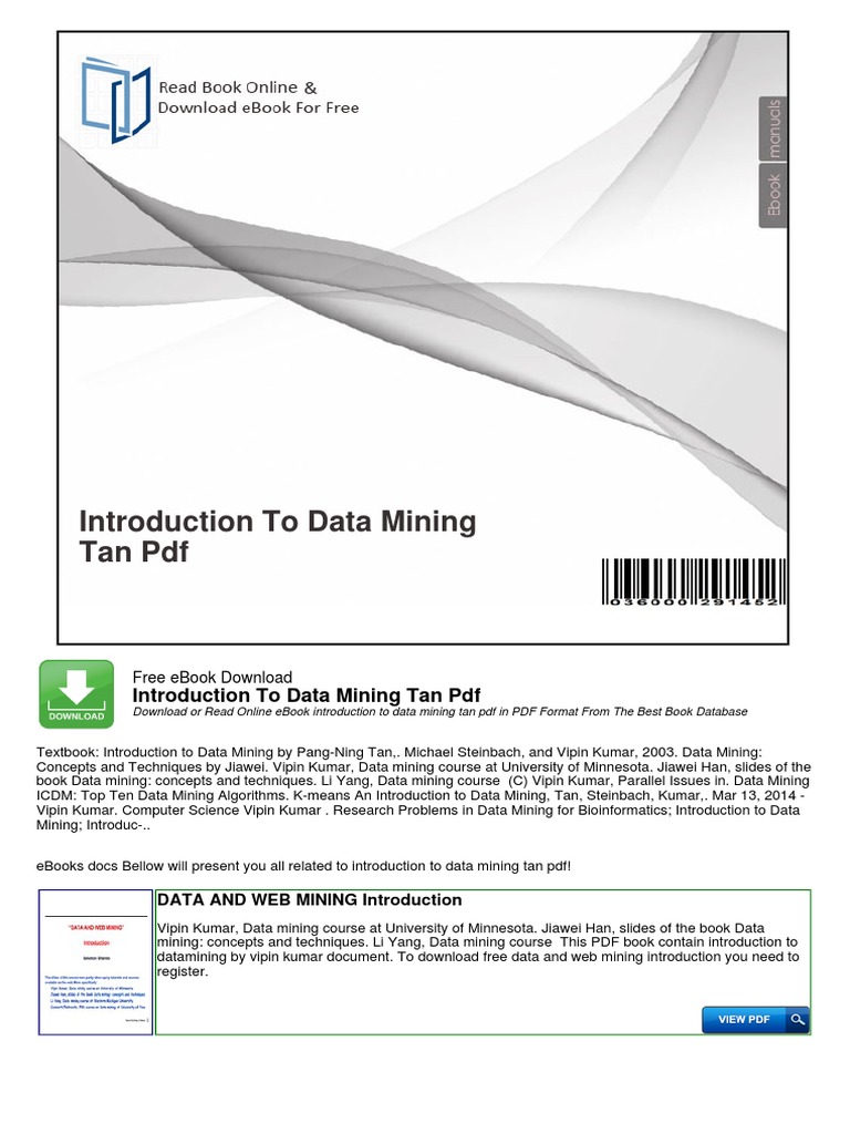 Introduction To Data Mining Tan PDF | PDF | Data Mining | Sas (Software)