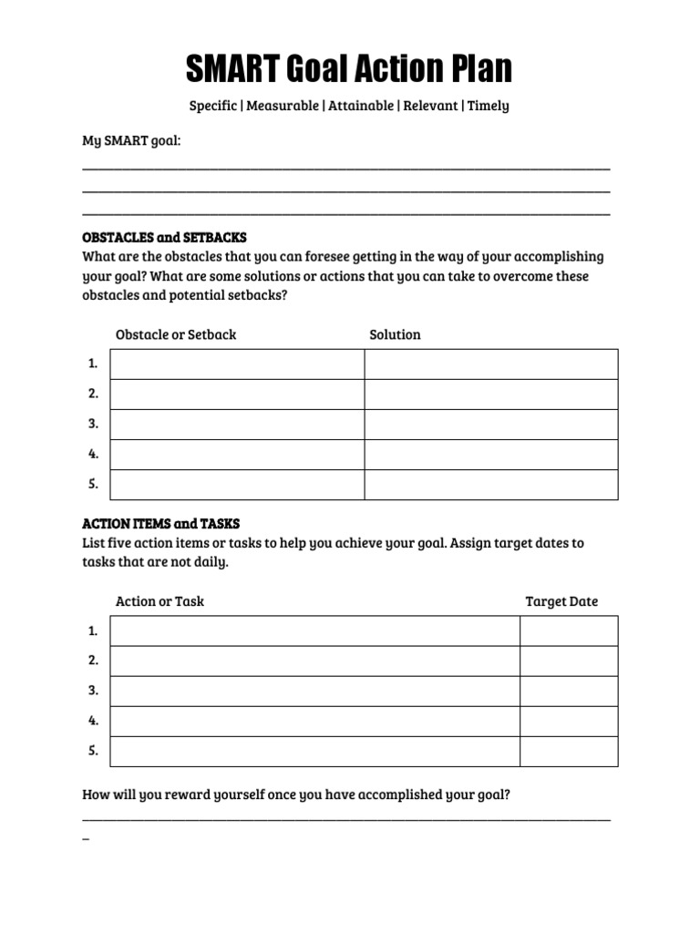 SMART Goal Action Plan Template | PDF
