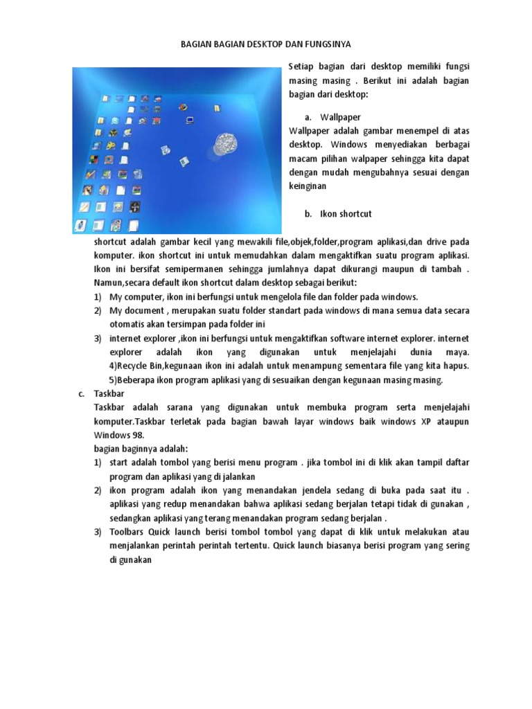 Bagian Bagian Desktop Dan Fungsinya | PDF