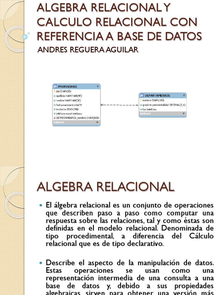 Algebra Relacional y Calculo Relacional Con Referencia A | PDF | Modelo ...