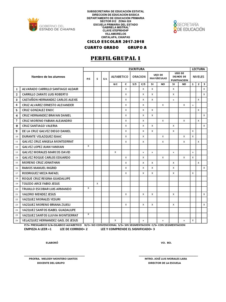 Perfil Grupal 4° | PDF