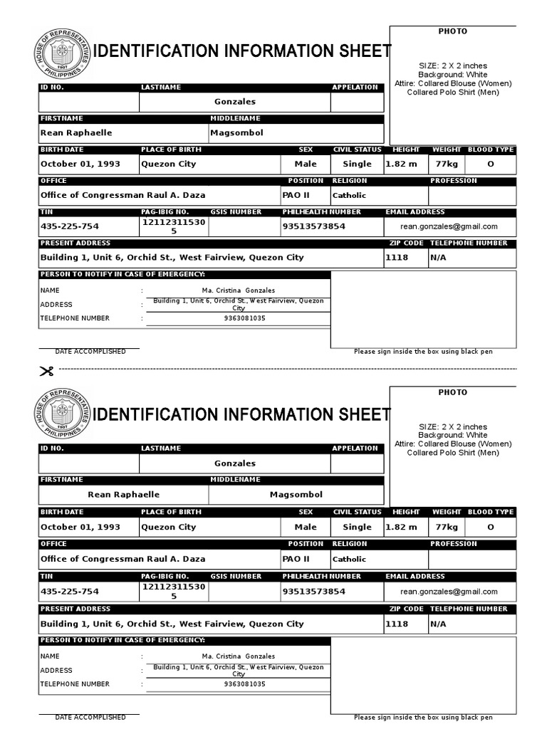 ID Information Sheet | PDF | Softlines (Retail) | Fashion