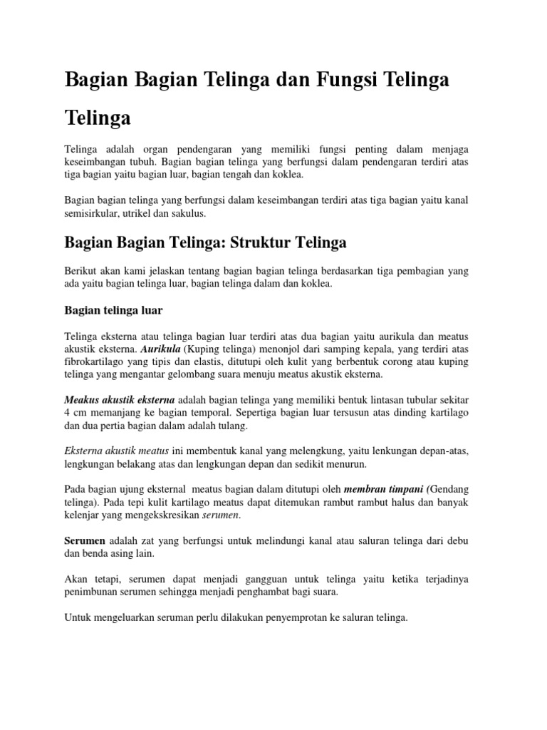 Anatomi dan Fungsi Telinga | PDF