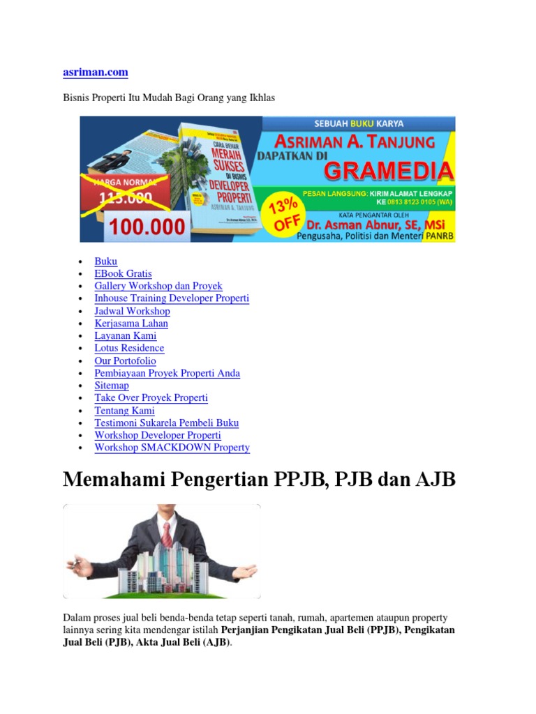Beda Jual Beli Ajb, PJB & PPJB | PDF