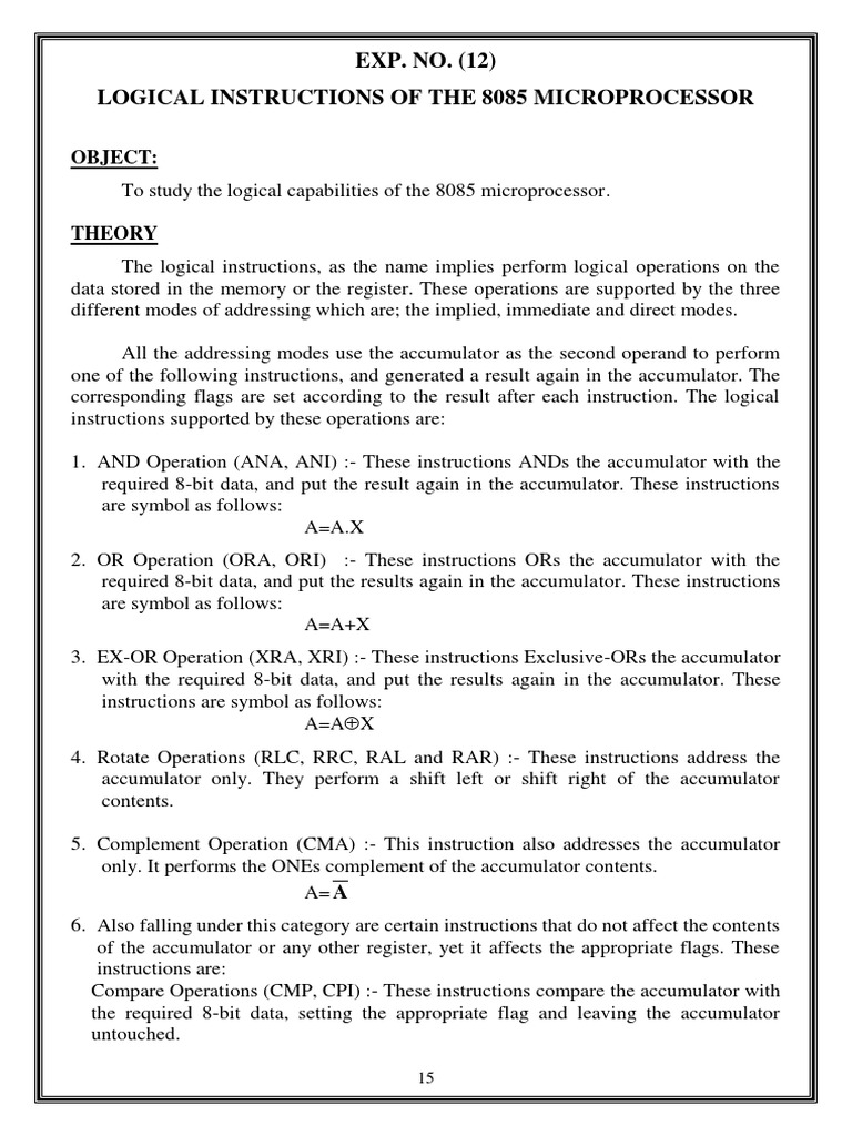 EXP (12) Logical Instruction | PDF | Bit | Central Processing Unit