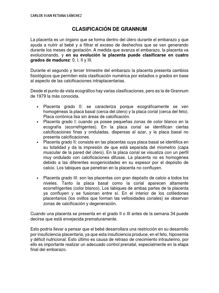 Clasificación de Grannum | Placenta | El embarazo