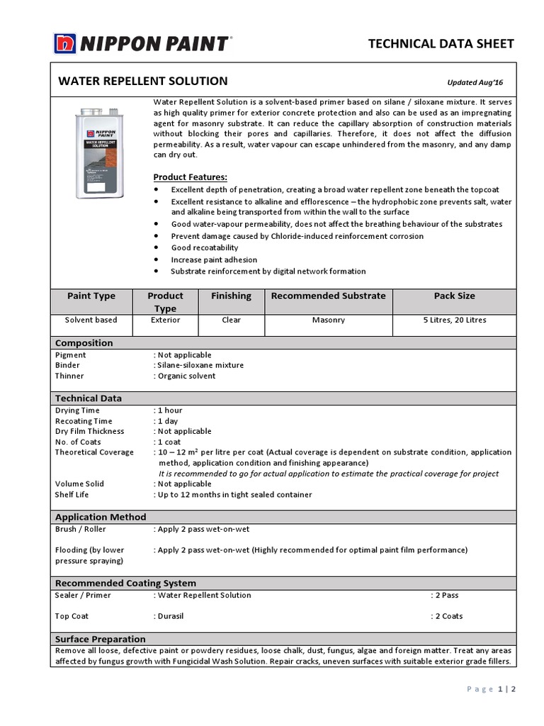 Water Repellent Solution | PDF | Paint | Water