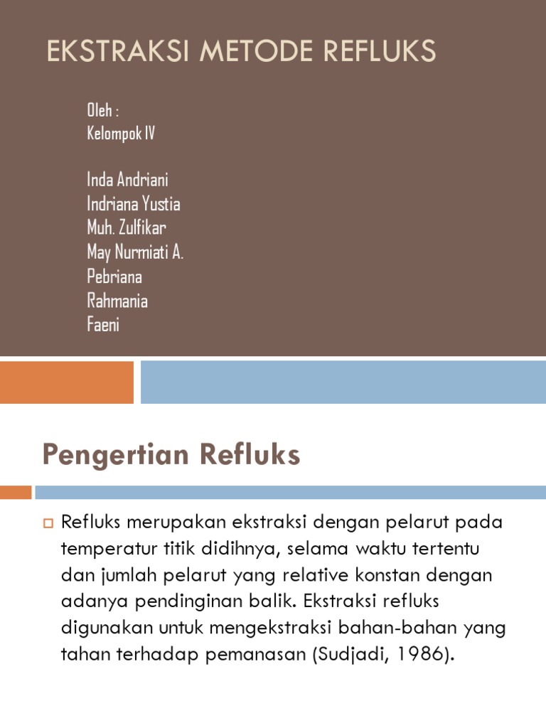 Prinsip dan Metode Ekstraksi Refluks | PDF | Sains & Matematika