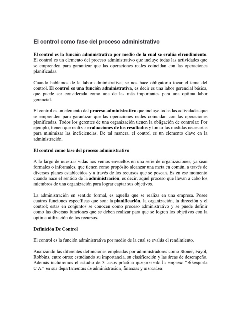 El Control Como Fase Del Proceso Administrativo | Descargar gratis PDF ...