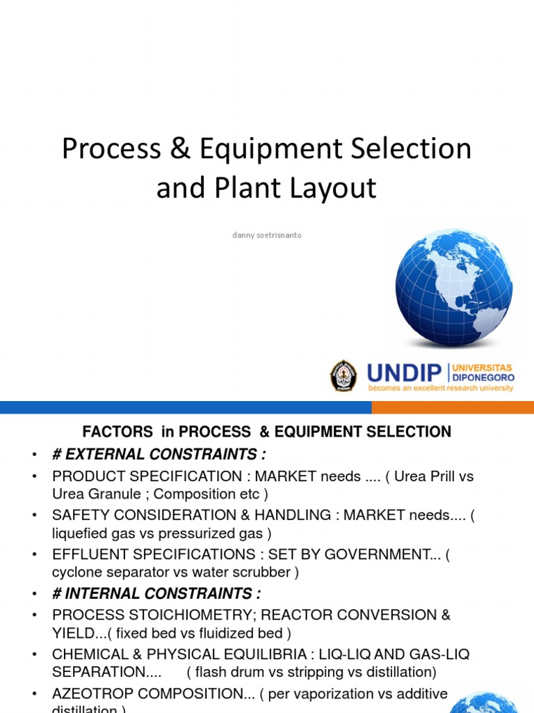 Equipment Selection & Plant Layout | PDF | Distillation | Chemical ...