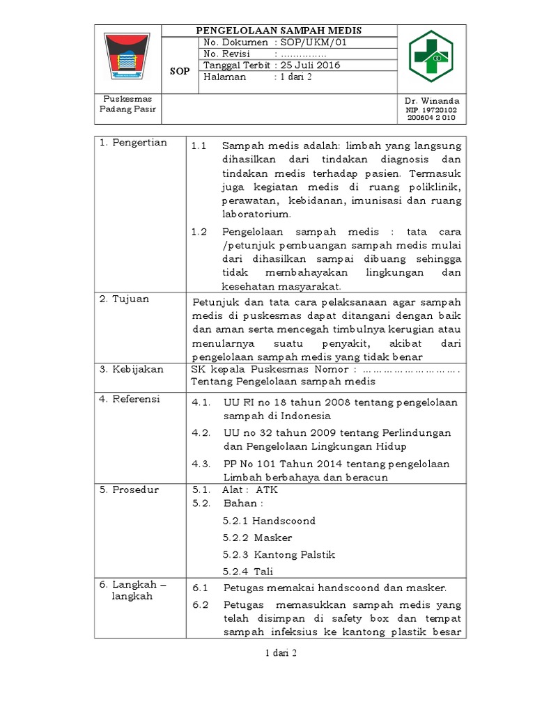 Sop Pengelolaan Sampah | PDF