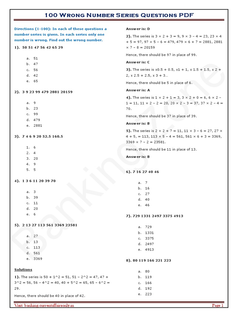 Wrong Number Series PDF | PDF | Numbers | Teaching Mathematics