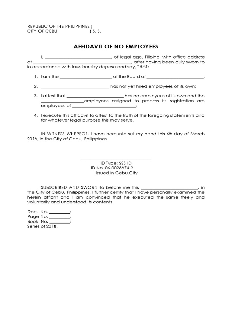 Affidavit of No Employees | PDF