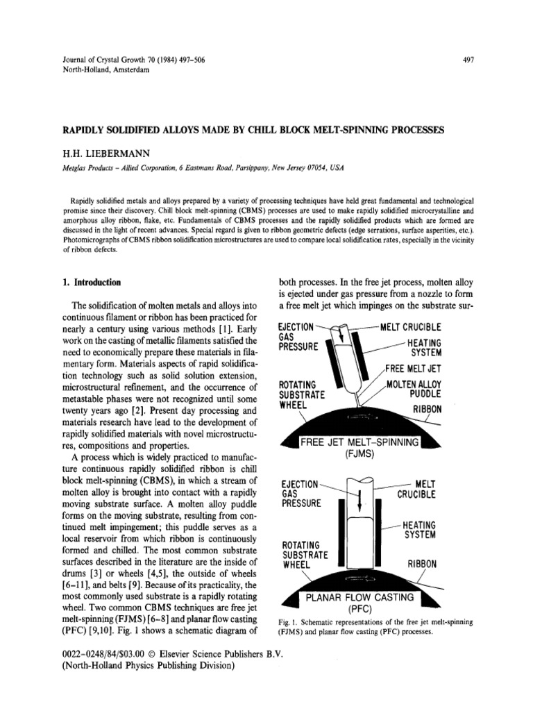 Rapidly Solidified Alloys Made by Chill Block Melt-Spinning Processes ...