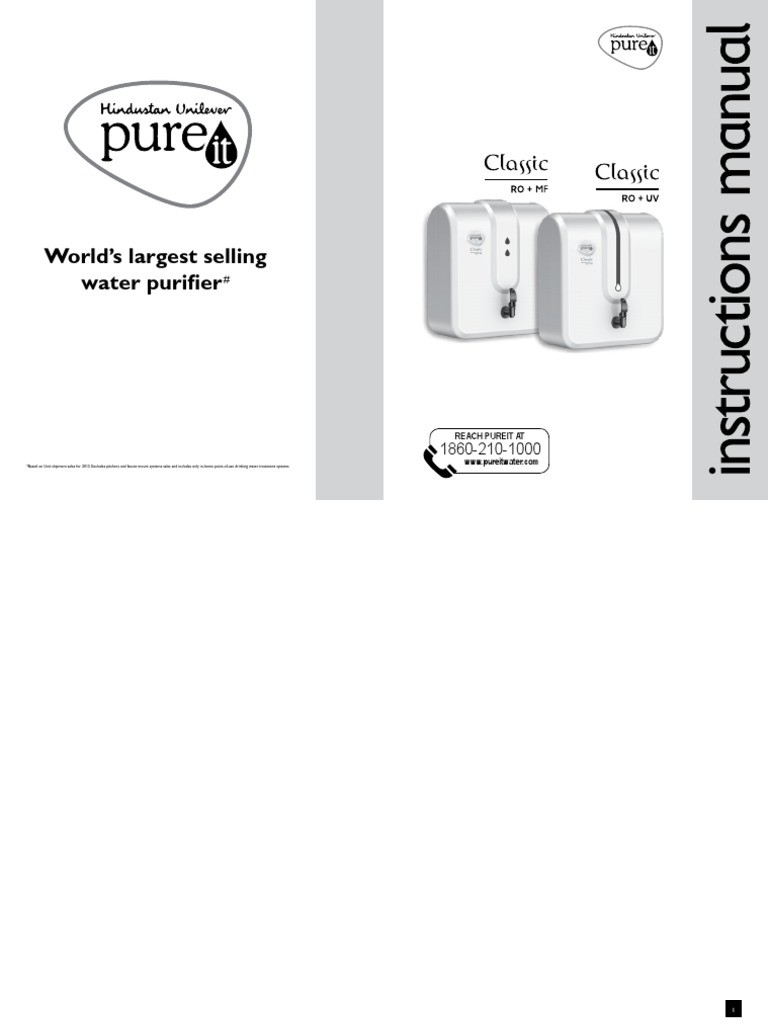 Pureit Classic Ro MF Manual | PDF | Water Purification | Membrane
