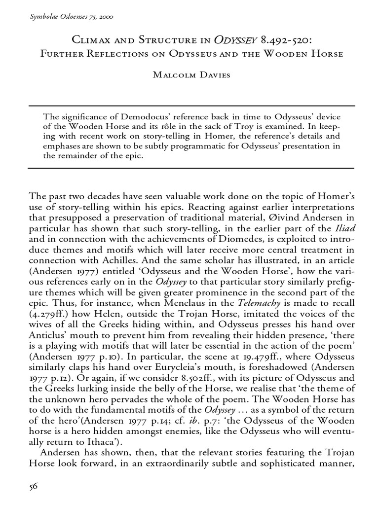 Odysseus and the Wooden Horse Analysis | PDF | Odyssey | Odysseus