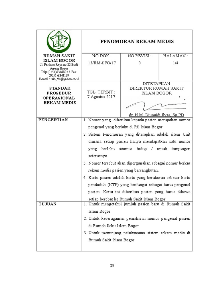 Spo Penomoran Rekam Medis | PDF