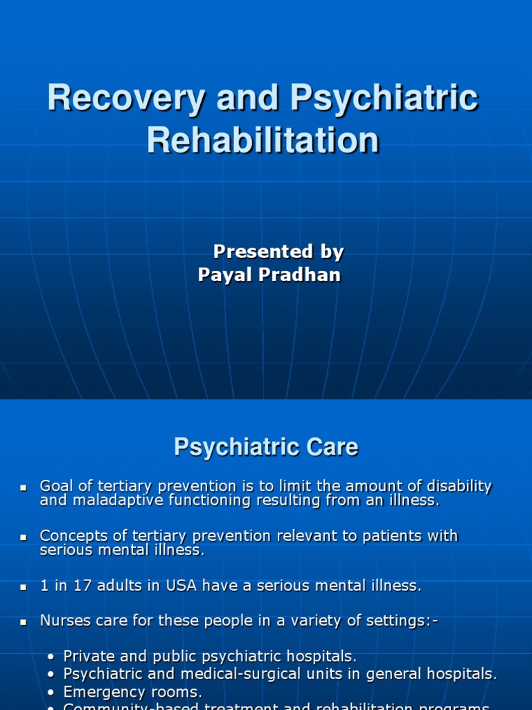 Psychiatric Rehabilitation and Recovery Programs | PDF | Psychiatric ...