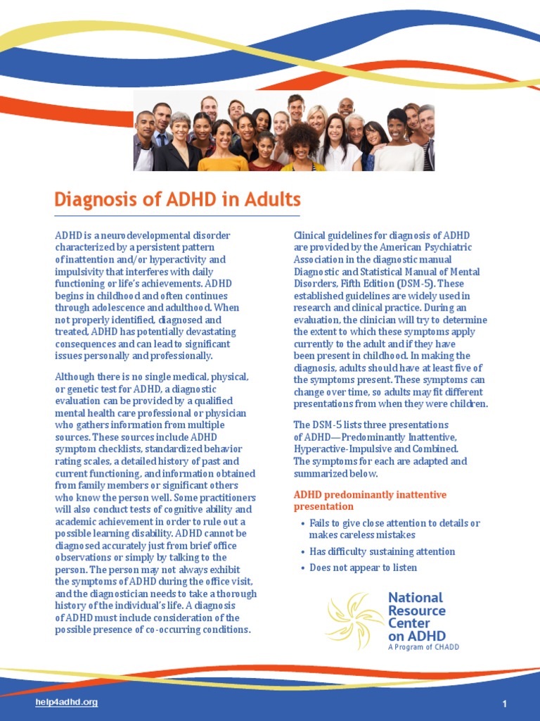Diagnosis of ADHD in Adults: National Resource Center On Adhd | PDF ...