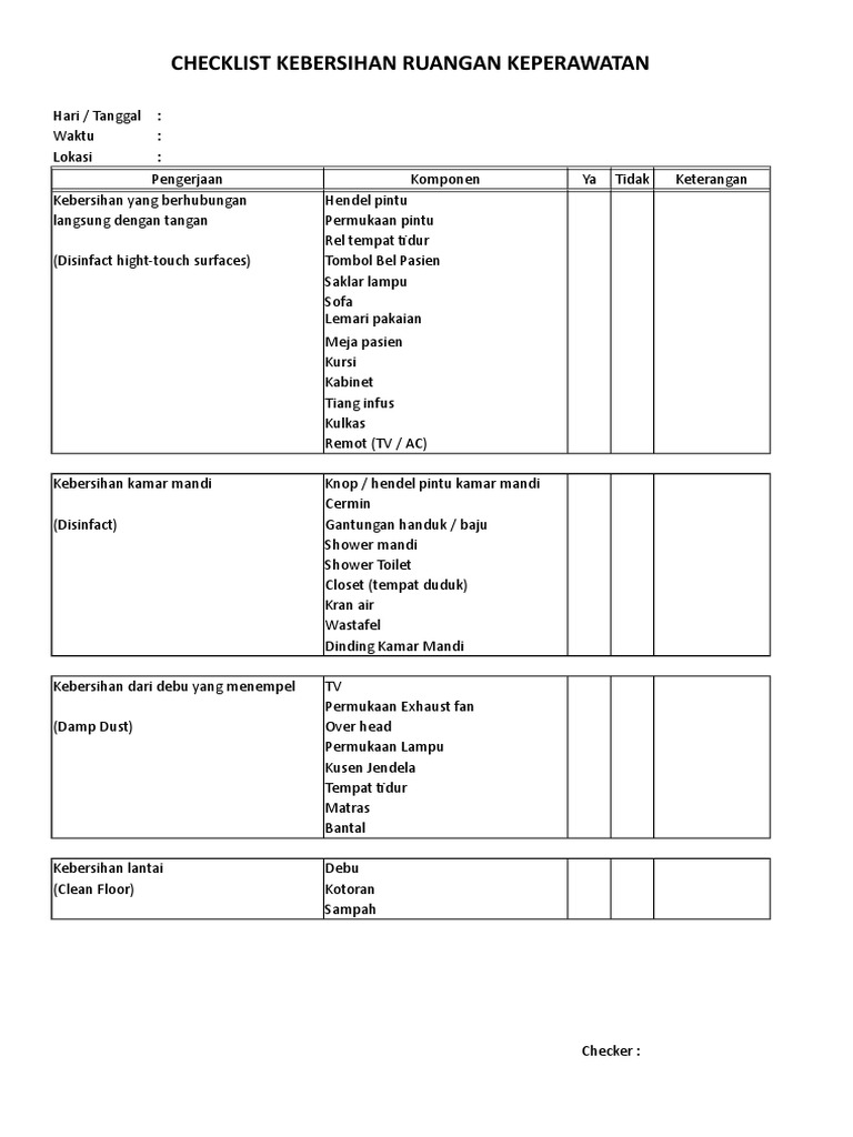 Checklist Kebersihan | PDF