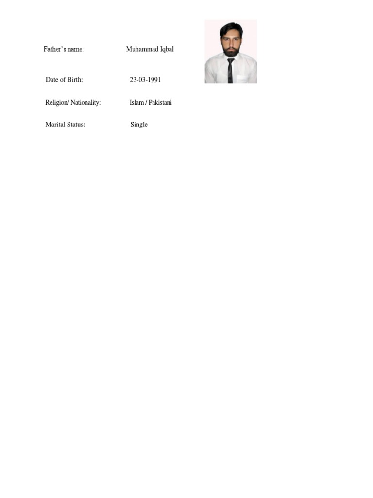 Personal Details of Muhammad Iqbal | PDF