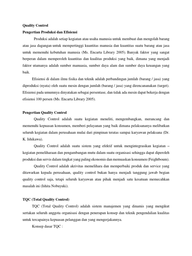Quality Control | PDF | Bisnis