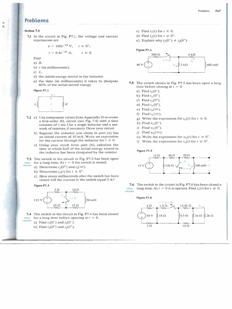 Chapter 7 Problems | PDF | Electrical Network | Capacitor